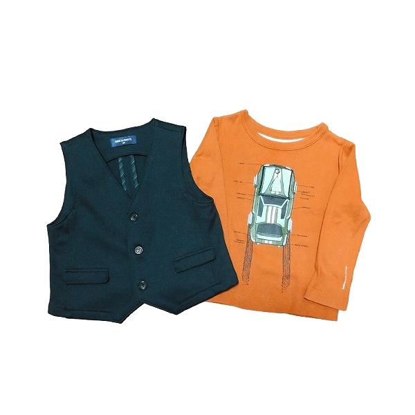 コムサ COMME CA FOSSETTE ミルクオンザロックス milk on the rocks おまとめ2点セット ベスト Tシャツ 長袖 プリント 90 黒 ブラック 茶 ブラウン キッズ【ブランド】コムサ COMME CA【表記サ...