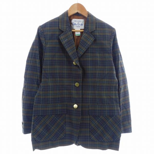 ボビーブルックス レナウン Bobbie Brooks by RENOWN テーラードジャケット 長袖 シングル 背抜き チェック 9 茶 ブラウン アウター レディース【表記サイズ】9(日本サイズM相当)【実寸サイズ】肩幅：35.5cm　...