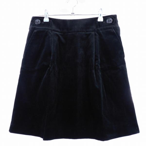 スピック&amp;スパン Spick&amp;Span pour belle femme ベロアスカート 台形 ミニ タック サイドファスナー コットン 無地 38 黒 ブラック ボトムス /T2 レディース【ブランド】スピック&amp;ス...