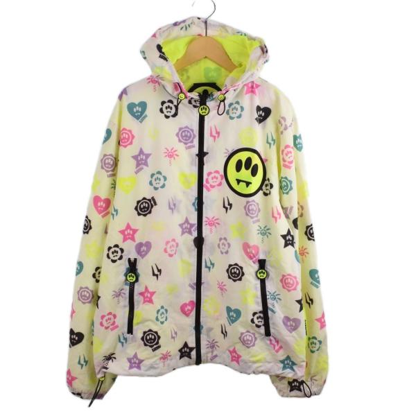 バロウ BARROW ジャケット 上着 フード ジップアップ 総柄 M 白 ホワイト メンズ レディース【表記サイズ】M【実寸サイズ】肩幅：約48.5cm　身幅：約55cm　袖丈：約66cm　着丈：約64cm　　【素材】ナイロン 100％【...