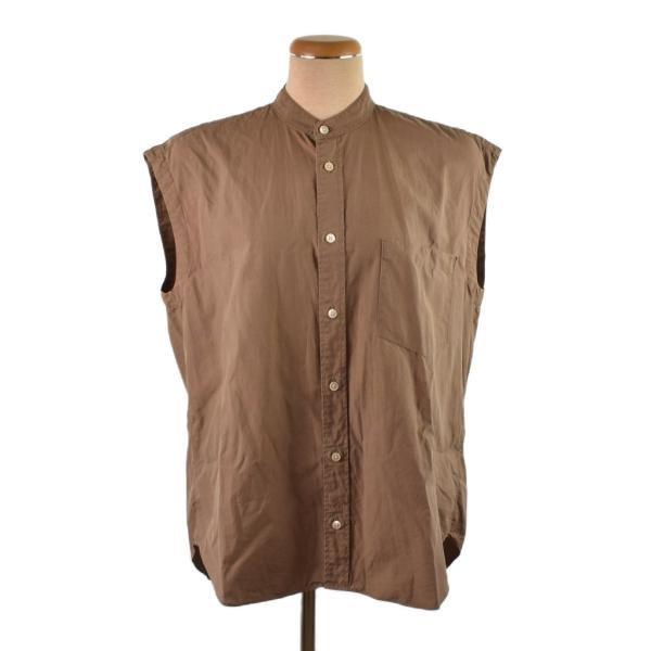 オーラリー AURALEE 19SS WASHED FINX TWILL SLEEVELESS SHIRTS 0 茶 ブラウン A9SS04TN 【ブランド】オーラリー AURALEE【表記サイズ】0【実寸サイズ】肩幅：約44cm　身幅：約...