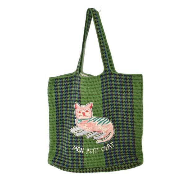 グッチ GUCCI MON PETIT CHAT ウールニット トートバッグ 緑 グリーン 633806 ☆AA★ メンズ【ブランド】グッチ GUCCI【実寸サイズ】持ち手の長さ：59cm　ヨコ：46.5cm　タテ：42cm　マチ：6cm　...