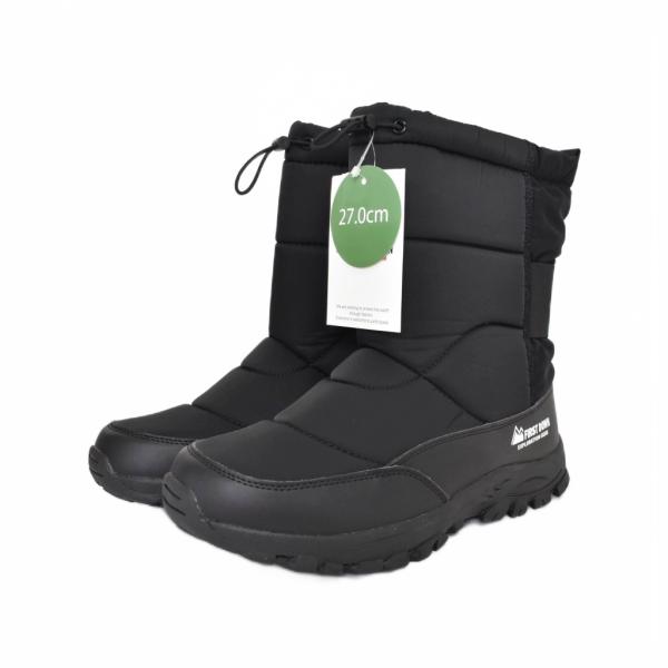 未使用品 ファーストダウン FIRST DOUN スノーブーツ 27cm 黒 ブラック FDU00373 メンズ【表記サイズ】27cm【実寸サイズ】筒周り：39cm　筒高：19cm　ヒールの高さ：2cm　足首：36cm　　【色】黒 ブラック...