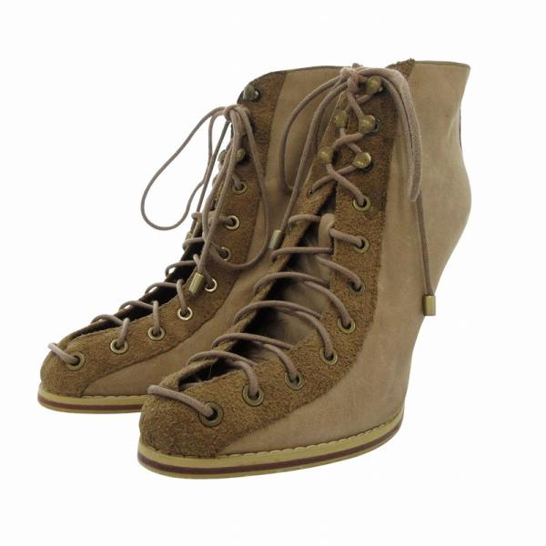 three hundred thirty days スリーハンドレットサーティーデイズ ショートブーツ ハイヒール レースアップ スエード 37 ベージュ【表記サイズ】37【実寸サイズ】筒周り：約21cm　筒高：約9cm　ヒールの高さ：約9...