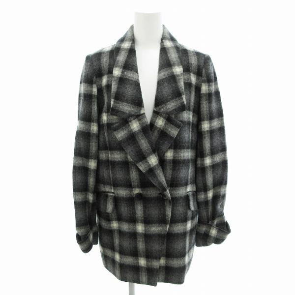 Three Hundred Thirty Days スリーハンドレッドサーティデイズ ダブルブレストジャケット ウール チェック 38 グレー /FF レディース【表記サイズ】38【実寸サイズ】肩幅：約36cm　身幅：約48cm　袖丈：約5...