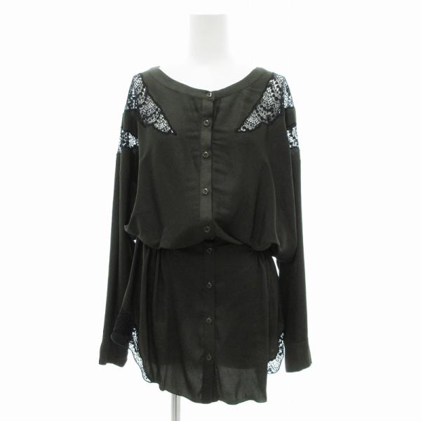 Three Hundred Thirty Days スリーハンドレッドサーティデイズ チュニックシャツ ブラウス 長袖 レース切替 シアー 38【表記サイズ】38【実寸サイズ】肩幅：約71cm　身幅：約65cm　袖丈：約45cm　着丈：約8...