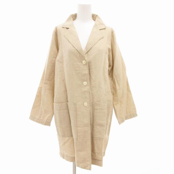 ファブリケ アン プラネ テール FABRIQUE en planete terre リネンロングテーラードジジャケット シングル 38 ベージュ /GV【ブランド】ファブリケ アン プラネ テール FABRIQUE en planete ...