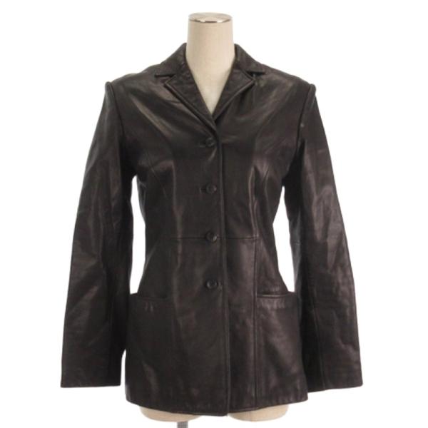 CLASSIQUES Entier ラムレザー ジャケット ブラック 2 ■GY99 レディース【表記サイズ】2【実寸サイズ】肩幅：40cm　身幅：40cm　袖丈：56cm　着丈：69cm　　【素材】羊革　裏地 ポリエステル100％【色】ブ...
