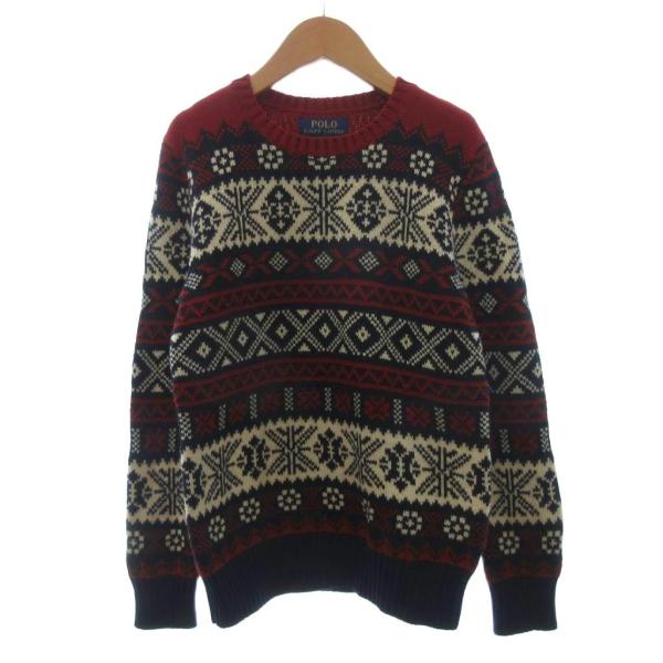 ポロ ラルフローレン POLO RALPH LAUREN ニット セーター ノルディック ウール 赤 紺 レッド ネイビー M ■GY14 キッズ【ブランド】ポロ ラルフローレン POLO RALPH LAUREN【表記サイズ】M（10-1...