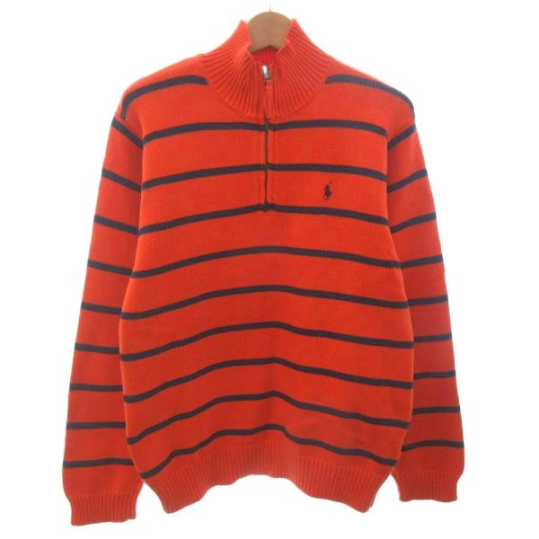 ポロ バイ ラルフローレン Polo by Ralph Lauren ハーフジップ ニット セーター ボーダー オレンジ 160 ■GY14 キッズ【ブランド】ポロ バイ ラルフローレン Polo by Ralph Lauren【表記サイズ...