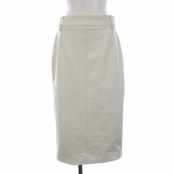 未使用品 マリアマクマナス MARIA McMANUS 23SS Exposed Zipper Pencil Skirt ペンシルスカート ロング タイト フェイクレザー 4 XL アイボリー /KH レディース【表記サイズ】4(XL)【実...