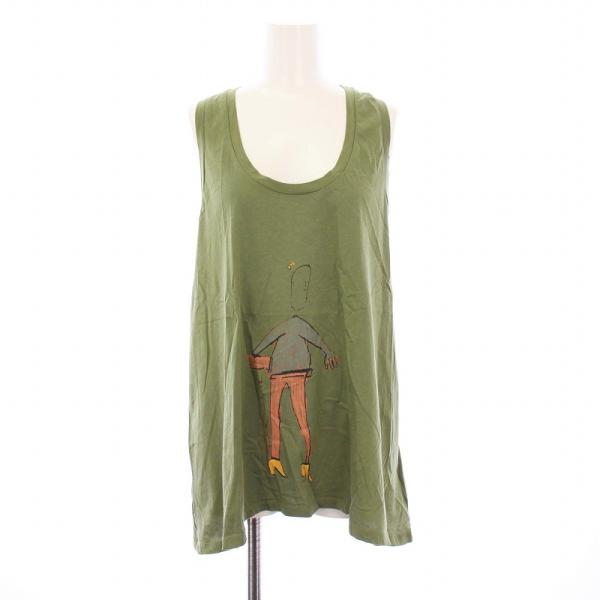 イードゥン EDUN タンクトップ ノースリーブカットソー プリント M カーキ /KH ■GY41 レディース【ブランド】イードゥン EDUN【表記サイズ】M【実寸サイズ】身幅：42cm　総丈：64cm　　【素材】コットン【色】カーキ【状...