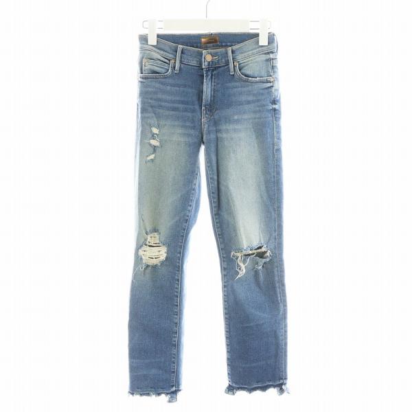 マザー mother デニムパンツ ジーンズ ジーパン ジッパーフライ ダメージ加工 24 水色 ライトブルー 2710600044 /AN20 ■GY41【ブランド】マザー mother【表記サイズ】24【実寸サイズ】ウエスト：約60cm...