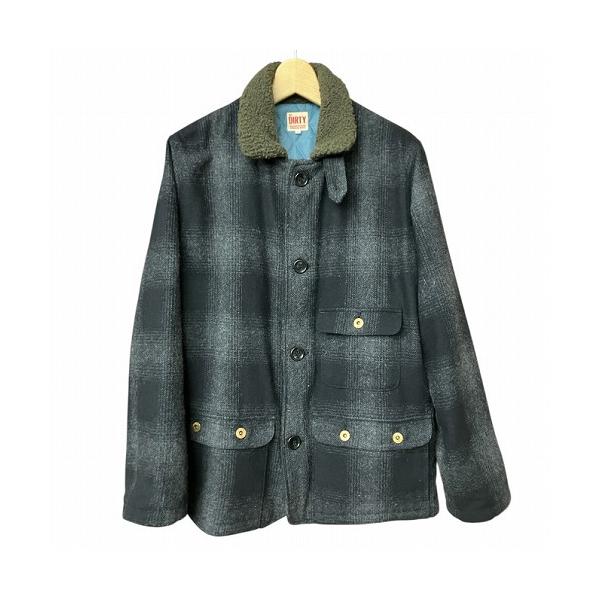 AT-DIRTY アットダーティー FORESTER COAT ウール混 ボア キルティング チェック 黒 灰 ブラック グレー M メンズ【表記サイズ】Mサイズ※実寸サイズをご確認ください。【実寸サイズ】肩幅：約44cm　身幅：約55cm...