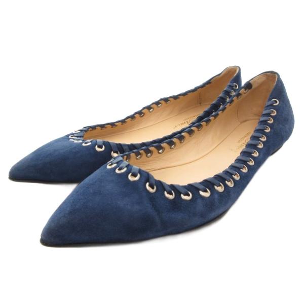 Mi Amor Collection パンプス スエード ポインテッドトゥ 36.5 23.5cm 青 ブルー /JS レディース【表記サイズ】36.5【実寸サイズ】ヒールの高さ：約1cm　最大幅：約8cm　インソール 約23.5cm　【素...