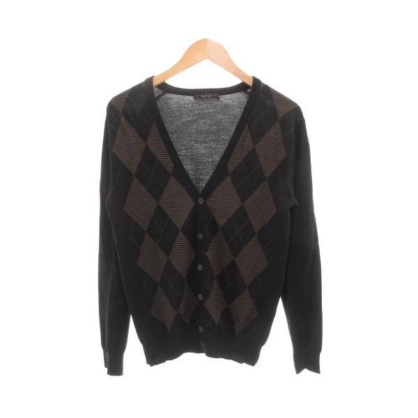 パッゾ PAZZO コレクション Collection カーディガン ニット 長袖 アーガイル柄 L 黒 ブラック 茶 ブラウン /GV メンズ【ブランド】パッゾ PAZZO【表記サイズ】L【実寸サイズ】肩幅：47cm　身幅：47cm　袖丈...