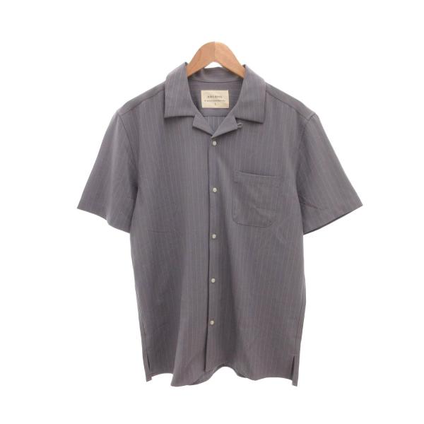 MINS MINIS 半袖 開襟シャツ L 青 ブルー ストライプ柄 /FF ■GY43 メンズ【表記サイズ】L【実寸サイズ】肩幅：47cm　身幅：52cm　袖丈：24cm　着丈：73cm　　【素材】ポリエステル レーヨン ポリウレタン【色...