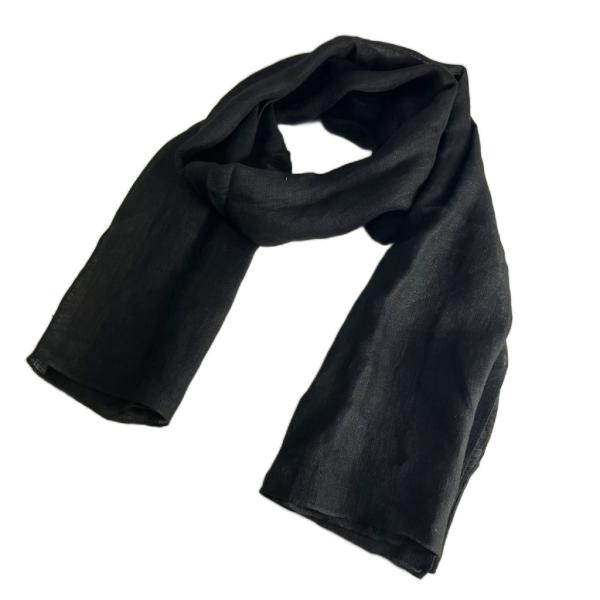 ジュエ カシミヤ jue &amp; kashmere リネン ストール 無地 大判 黒 ブラック レディース【表記サイズ】-【実寸サイズ】全長（フリンジ含まず）：208cm　幅：74cm　　【素材】リネン100％【色】黒 ブラック【仕様】...
