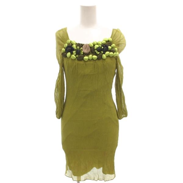 キャサリン・マランドリーノ CATHERINE MALANDRINO チュニック 絹 シルク 七分袖 0 カーキ 花モチーフ シアー /FF ■GY43 レディース【ブランド】キャサリン・マランドリーノ CATHERINE MALANDRI...