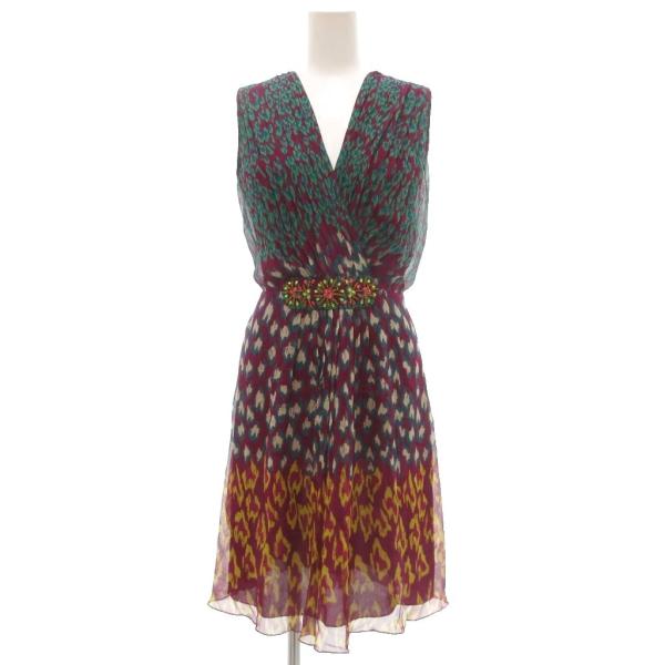 アンティック バティック カシュクールワンピース チュニック ノースリーブ 総柄 ビジュー ひざ丈 シフォン 絹 シルク XS 紫【ブランド】アンティック バティック ANTIK BATIK【表記サイズ】XS【実寸サイズ】身幅：41cm　総...