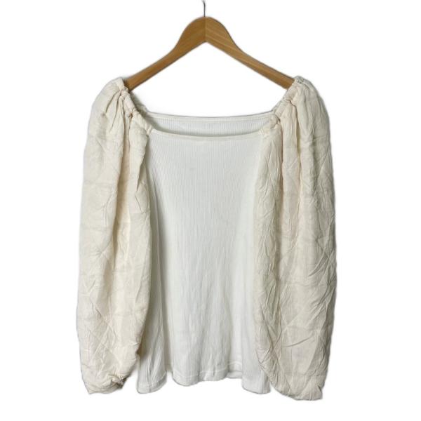 シングス ザット マター THINGS THAT MATTER CONFLICTING POWER SLEEVE BLOUSE ブラウス 切替 ニット 長袖 F 白【表記サイズ】Free【実寸サイズ】身幅：40cm　着丈：58cm　ゆき丈：...