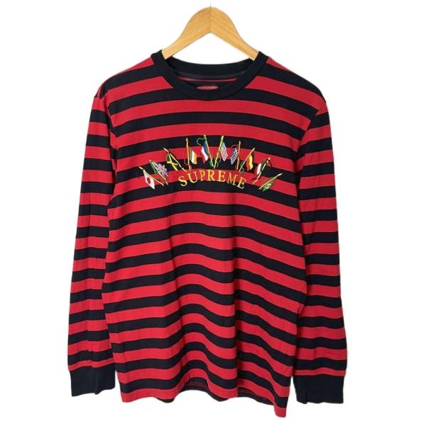 シュプリーム SUPREME 19AW Flags L/S Top ボーダー ロンT カットソー ロゴ刺繍 長袖 S 赤 レッド 黒 ブラック ☆AA★【ブランド】シュプリーム SUPREME【表記サイズ】S【実寸サイズ】肩幅：46cm　身...