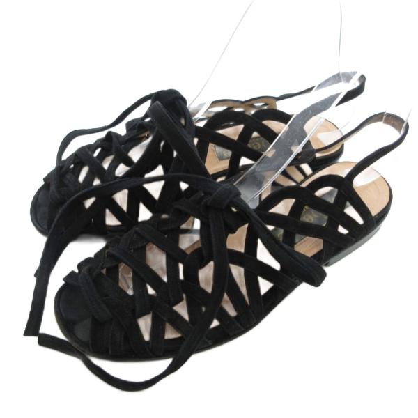 オムベリン パリ ombeline paris レースアップサンダル 靴 シューズ 36.5 スエード 黒 ブラック /NU レディース【表記サイズ】36 1/2【実寸サイズ】最大幅：8.5cm　アウトソール：23.5cm　インソール約23...