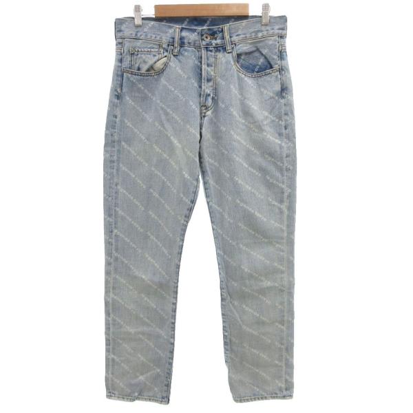 レジェンダ LEGENDA デニムパンツ ジーンズ ボタンフライ ストレート ロゴ柄 総柄 2 インディゴブルー /GV レディース【ブランド】レジェンダ LEGENDA【表記サイズ】2【実寸サイズ】ウエスト：70cm　もも幅：28cm　裾...