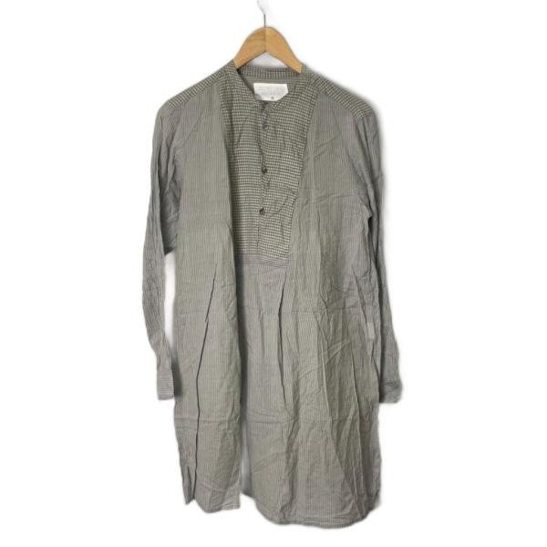 ベス ニールセン BESS NIELSEN シルク ワンピース ストライプ 切替 チェック 長袖 ロング 09-040-450-3821-3-0 M グレー【表記サイズ】M【実寸サイズ】肩幅：40cm　身幅：56cm　袖丈：63cm　総丈：...