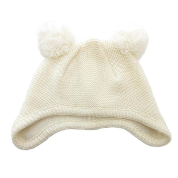 ファミリア Familiar ベビー用ポンポン付きニット帽子 アクリル ウール アイボリー /AE ■GY14 キッズ【ブランド】ファミリア Familiar【表記サイズ】--【実寸サイズ】頭周り：46cm　　【素材】表地 アクリル 毛　裏...