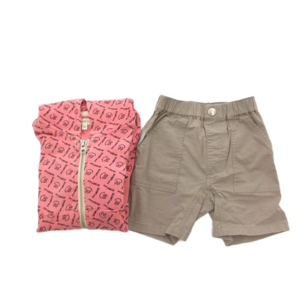 ビームス BEAMS ミニ ：mini コドモ ビームス 2点セット パーカー フーディー ショートパンツ 90 総柄 ジップアップ 長袖 ピンク【ブランド】ビームス BEAMS【表記サイズ】90【実寸サイズ】※セット販売のため実寸サイズは...