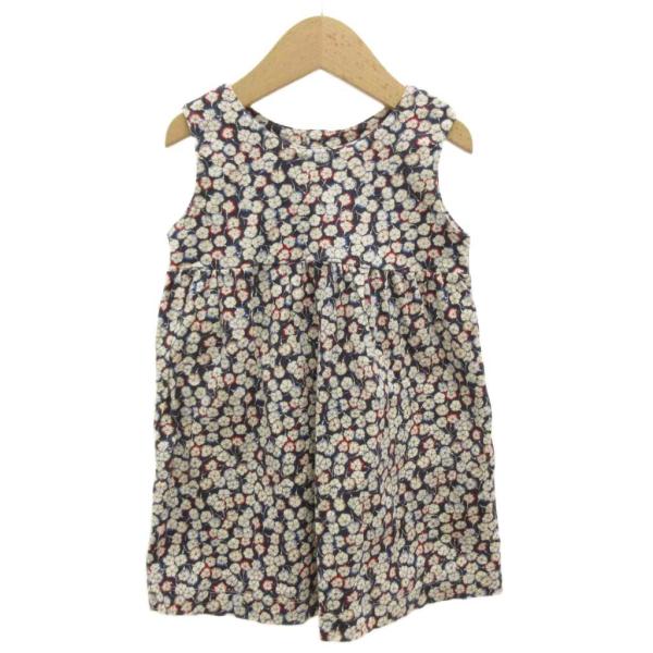 アニエスベー agnes b. ノースリーブワンピース 花柄 女の子 18 紺 ネイビー 白 ホワイト /GV ■GY14 キッズ【ブランド】アニエスベー agnes b.【表記サイズ】18【実寸サイズ】肩幅：22cm　身幅：28cm　袖丈...