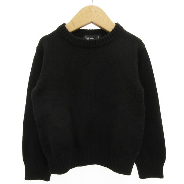 アニエスベー agnes b. 長袖ニット セーター バックロゴ刺繍 4 黒 ブラック /GV ■GY14 キッズ【ブランド】アニエスベー agnes b.【表記サイズ】4【実寸サイズ】肩幅：29cm　身幅：33cm　着丈：38cm　袖丈：...