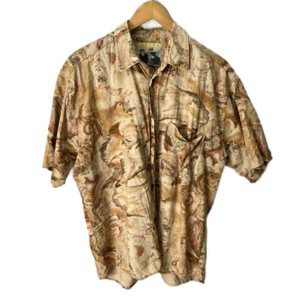 MARIOS オールドシャツ 半袖 総柄 ブラウン メンズ【表記サイズ】表記なし【実寸サイズ】肩幅：53cm　身幅：60cm　着丈：70cm　袖丈：25cm　　【色】ブラウン【状態】・品質表記タグなし　・サイズ表記なし　その他に目立ったダメ...