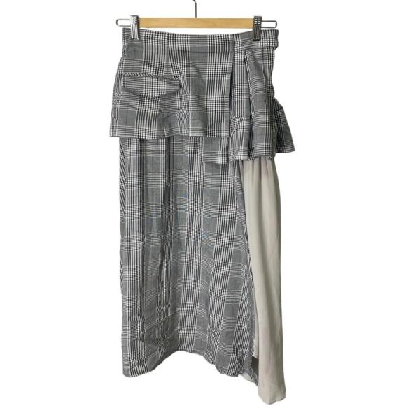 スナイデル SNIDEL スイッチングプリーツスカート フレア 切替 チェック ロング SWFS204111 1 グレー ■GY43 レディース【ブランド】スナイデル SNIDEL【表記サイズ】1【実寸サイズ】ウエスト：62cm　ヒップ：9...