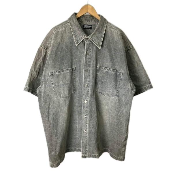 KOMAN　JEANS 半袖 古着 オーバーサイズ デニムシャツ シャツ ブラック  メンズ【表記サイズ】表記なし【実寸サイズ】肩幅：65cm　身幅：72cm　着丈：86cm　袖丈：28cm　　【素材】ラミー コットン【色】ブラック【状態】...