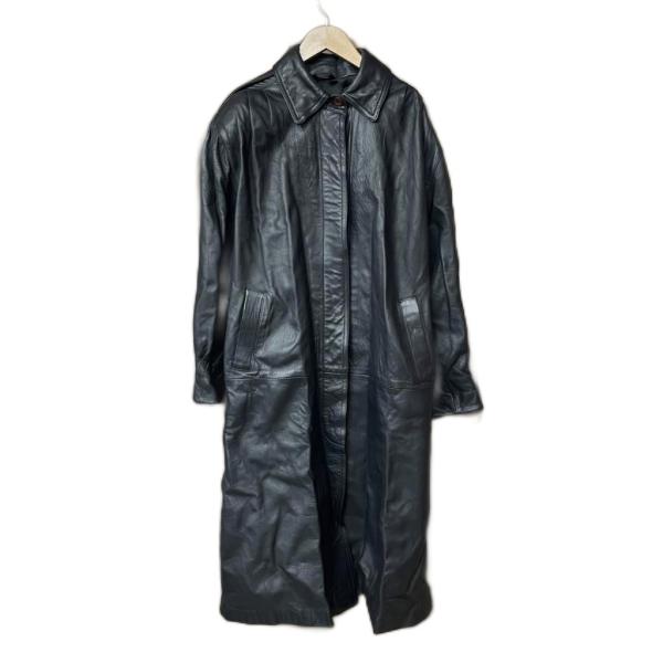 ACSA ACCENSI COMPANIA レザー ステンカラーコート 比翼ボタン 38 ロング ブラック レディース【表記サイズ】38【実寸サイズ】肩幅：46cm　身幅：60cm　袖丈：57cm　着丈：109cm　　【素材】レザー【色】ブ...