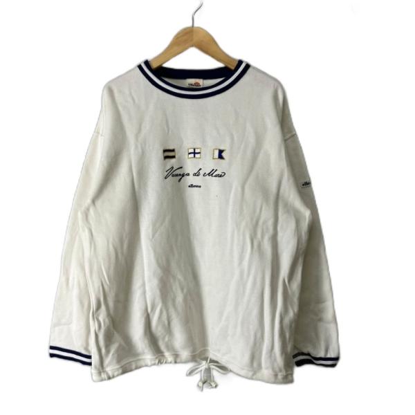 エレッセ ellesse Tシャツ 長袖 カットソー 刺繍 M ホワイト メンズ【ブランド】エレッセ ellesse【表記サイズ】M【実寸サイズ】肩幅：56cm　身幅：54cm　着丈：62cm　袖丈：50cm　　【素材】綿、アクリル、ポリウ...