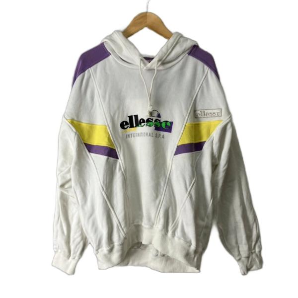 エレッセ ellesse パーカー フーディ ロゴ M ホワイト レディース【ブランド】エレッセ ellesse【表記サイズ】M【実寸サイズ】肩幅：59cm　身幅：52cm　着丈：58cm　袖丈：56cm　　【素材】綿、ポリウレタン【色】ホ...