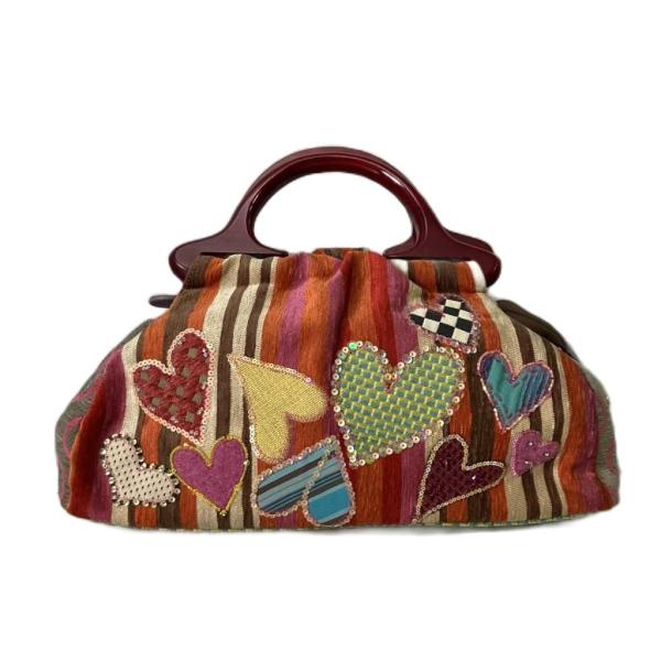 シンクビー! Think Bee カラフルストライプハンドバッグ ハート スパンコール マルチカラー レディース【ブランド】シンクビー! Think Bee【実寸サイズ】持ち手の長さ：30cm　ヨコ：38cm　タテ：22cm　マチ：10cm...
