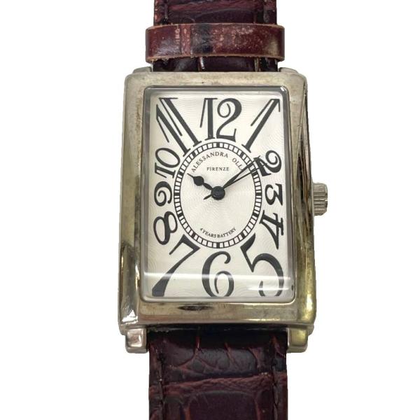 アレサンドラ オーラ ALESSANDRA OLLA 腕時計 ウォッチ アナログ クォーツ  3針 スクエア ブラウン ■GY99 不動品 メンズ【表記サイズ】--【実寸サイズ】バンド幅：2cm　腕周り：19-23cm　ケース・タテ：40m...