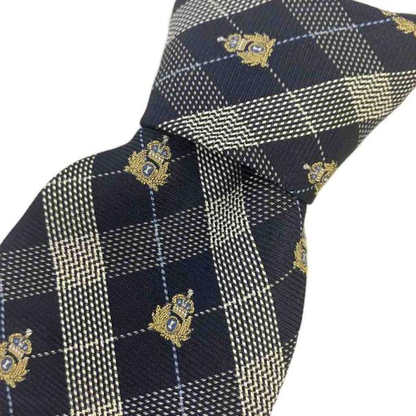 チャップス CHAPS ネクタイ 総柄 ストライプ シルク ネイビー ■GY06 メンズ【ブランド】チャップス CHAPS【実寸サイズ】大剣先　9cm　小剣先　4cm　　【素材】シルク【色】ネイビー【状態】使用感が少なく、かなり状態の良い商...