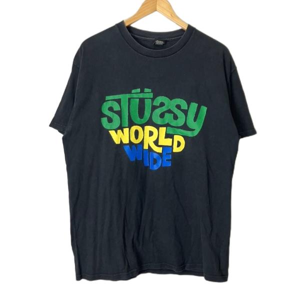 ステューシー STUSSY 00s プリント Ｔシャツ カットソー フェード L ブラック メンズ【ブランド】ステューシー STUSSY【表記サイズ】L【実寸サイズ】肩幅：51cm　身幅：54cm　着丈：74cm　袖丈：20cm　　【素材】...