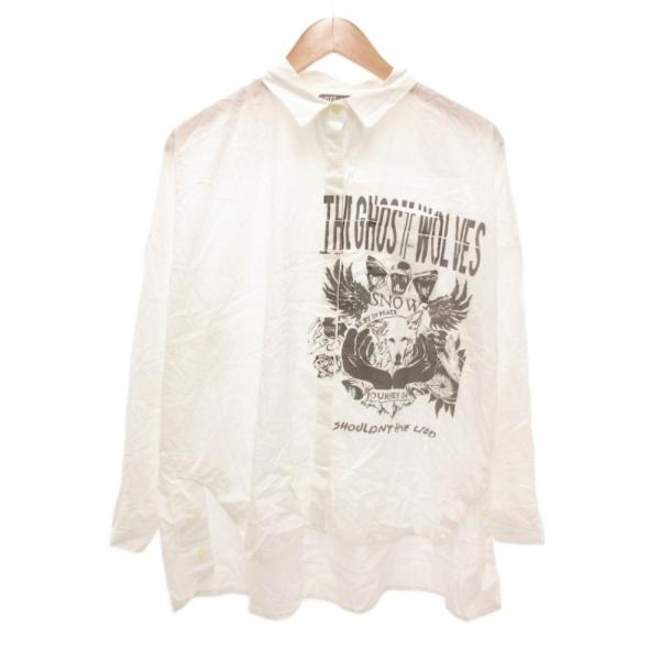 ヒステリックグラマー HYSTERIC GLAMOUR THE GHOST WOLVES コラボ MONTHLY MYSTERY プリント シャツ 長袖 F 白 ホワイト 01173AH07 /JS メンズ【ブランド】ヒステリックグラマー ...