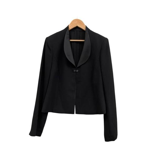 TOKYO IGIN 長袖ジャケット サテンヘチマカラー 背面袖シアー素材 フック留 ブラック サイズ11 L相当 レディース【ブランド】TOKYO IGIN【表記サイズ】11 L相当【実寸サイズ】肩幅：37cm　身幅：49cm　着丈：49...