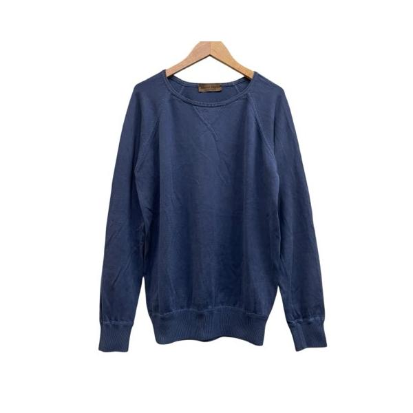 MARCO ZANINI ラグランカットソー コットントレーナー 薄手 ネイビー系 サイズ50 L相当  メンズ【ブランド】MARCO ZANINI【表記サイズ】50 L相当【実寸サイズ】身幅：50cm　着丈：66cm　ゆき丈：85cm　　...