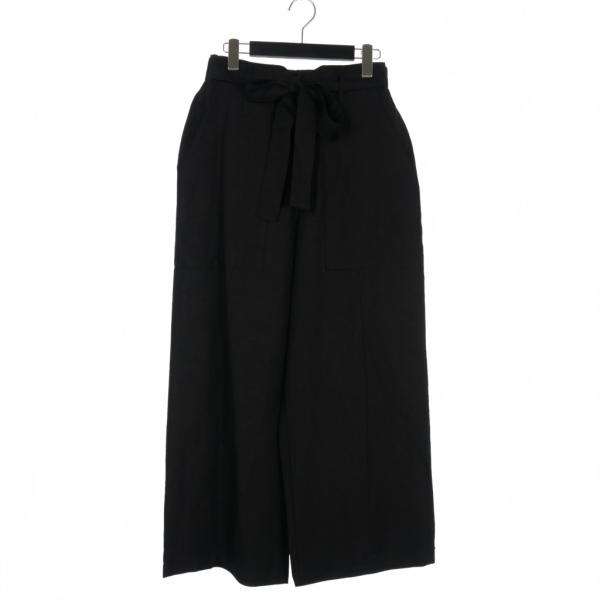 chez-voeu ワイドパンツ リネン ベルト付き 38 ブラック 黒 217122 レディース【表記サイズ】38【実寸サイズ】ウエスト：68cm　もも幅：34cm　裾幅：29cm　股上：48cm　股下：59cm　　【素材】リネン55%　...