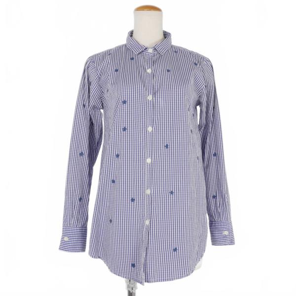 クイーン&amp;ベル QUEENE&amp;BELLE 星刺繍 ギンガムチェック シャツ 長袖 S 青 ブルー レディース【ブランド】クイーン&amp;ベル QUEENE&amp;BELLE【表記サイズ】S【実寸サイズ】肩幅：38cm　身...