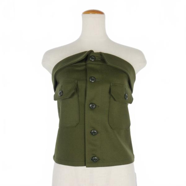 未使用品 ハイク HYKE 24AW WOOL STRAPLESS TOP ウール ビスチェ S オリーブ 緑 17458-0101 レディース【ブランド】ハイク HYKE【表記サイズ】1 S【実寸サイズ】ウエスト：80cm　ヒップ：38c...