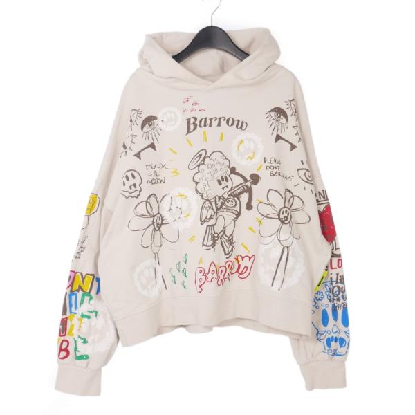 バロー BARROW グラフィック プリント パーカー フーディ S ベージュ メンズ【表記サイズ】S【実寸サイズ】肩幅：72cm　身幅：71cm　着丈：56cm　袖丈：50cm　　【素材】コットン100％【色】ベージュ　※照明や撮影環境に...